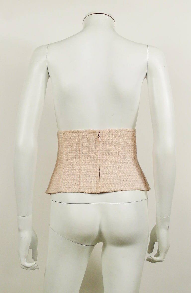 Chanel Vintage Classic Tweed Baby Pink Corset Belt at 1stDibs | light ...