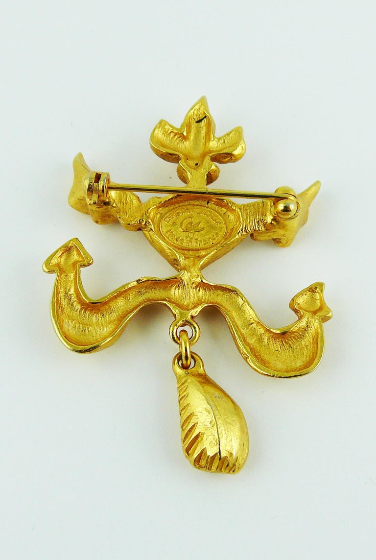 Christian Lacroix Vintage Devil Heart Fire Brooch at 1stDibs