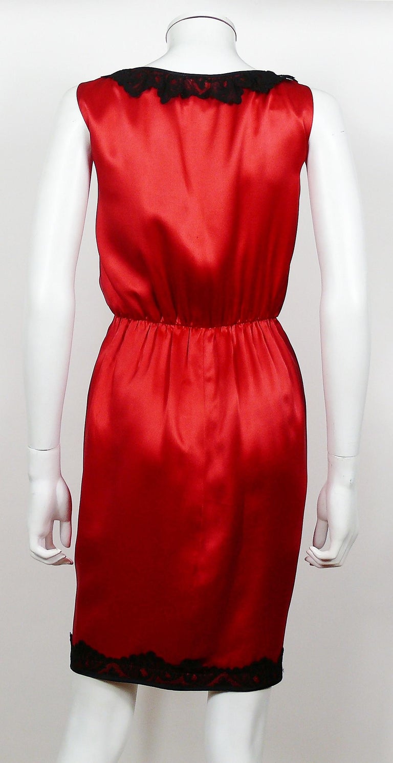 Yves Saint Laurent YSL Rive Gauche Vintage Red Silk Wrap Style Dress ...