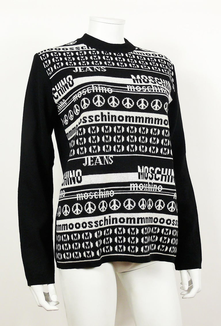 Moschino Vintage Black and White Computer Screen Wool Light Sweater ...