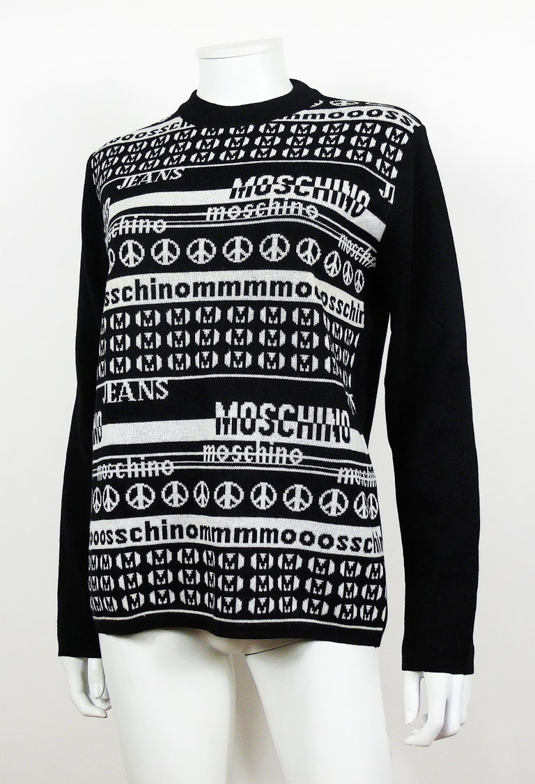 Moschino Vintage Black and White Computer Screen Wool Light Sweater ...