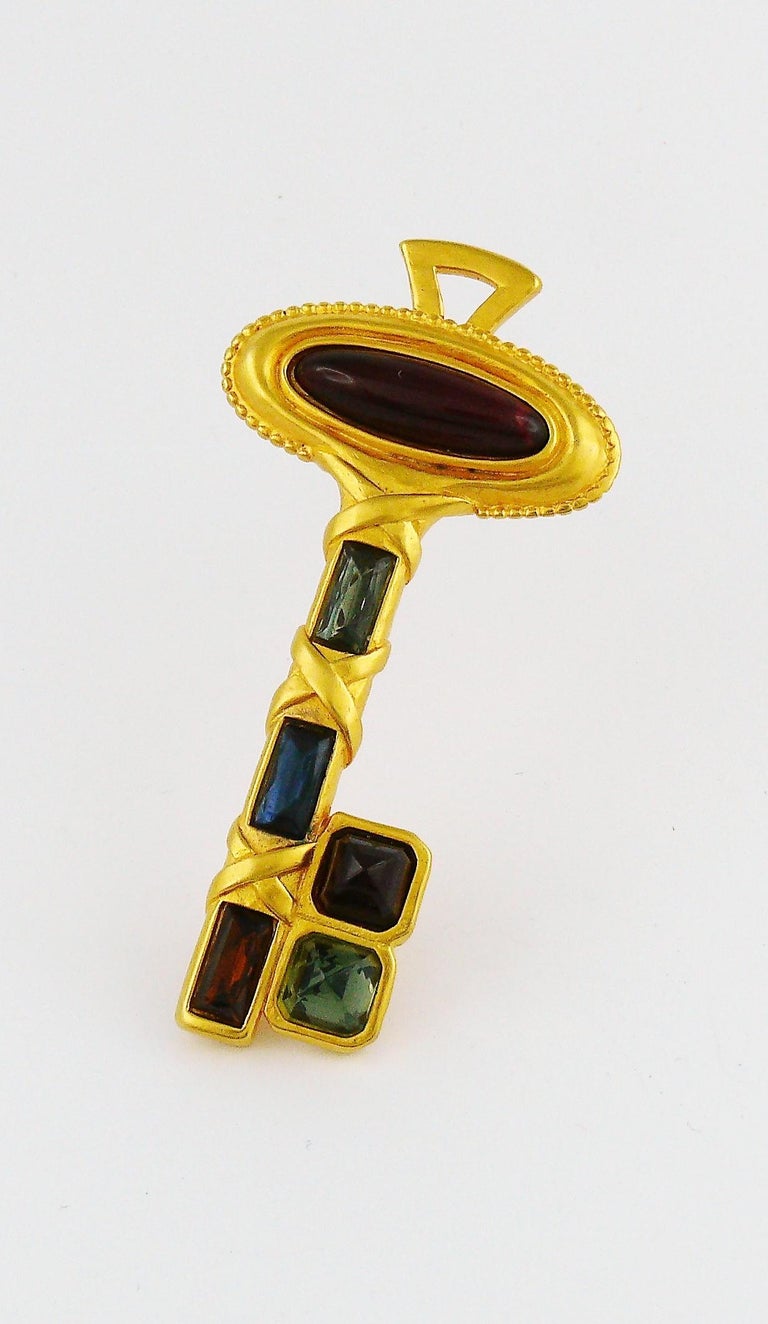 Karl Lagerfeld Vintage Jewelled Key Brooch at 1stDibs