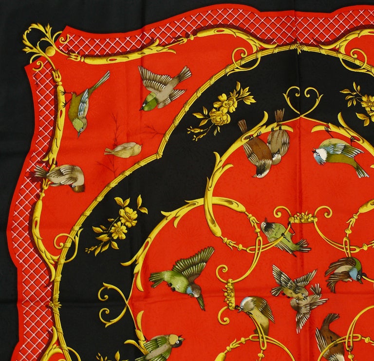 Hermes Vintage Jacquard Silk Carre Scarf La Cle des Champs by Francoise Faconnet at 1stDibs