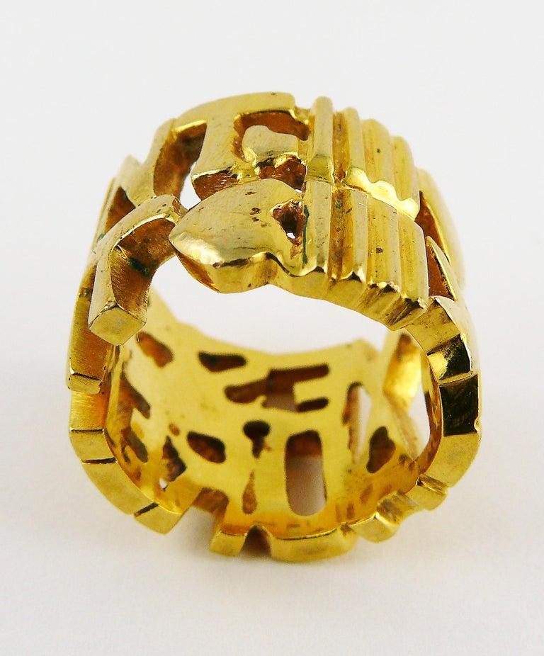 Yves Saint Laurent YSL Vintage Gold Toned Ring at 1stDibs