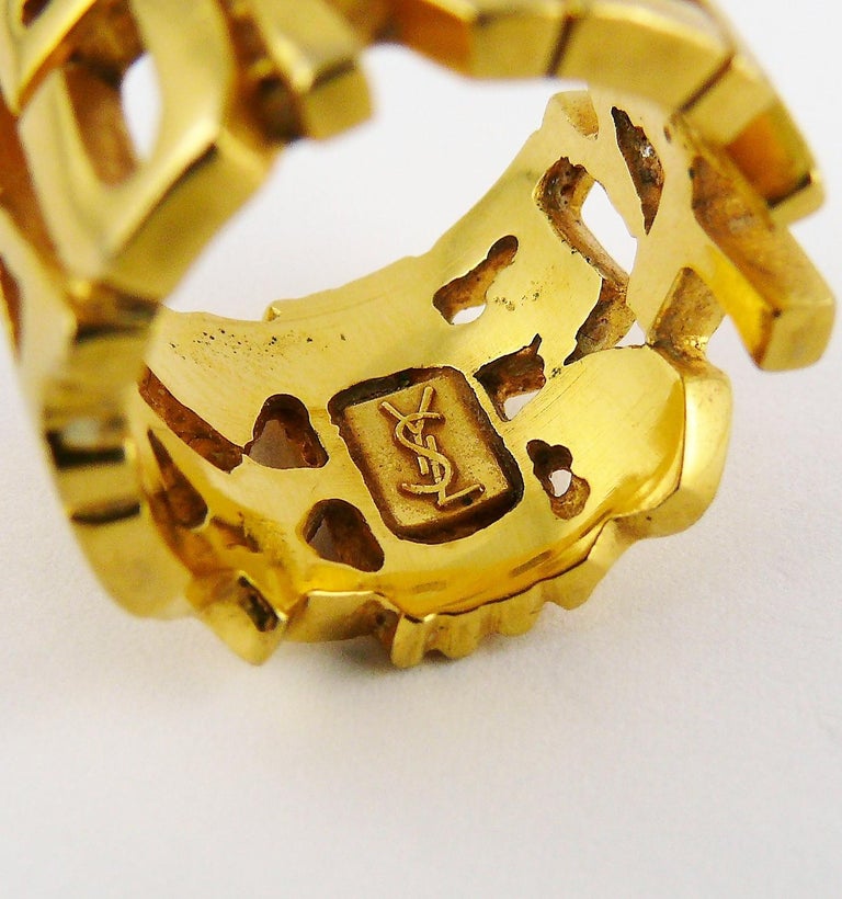 Yves Saint Laurent YSL Vintage Gold Toned Ring at 1stDibs