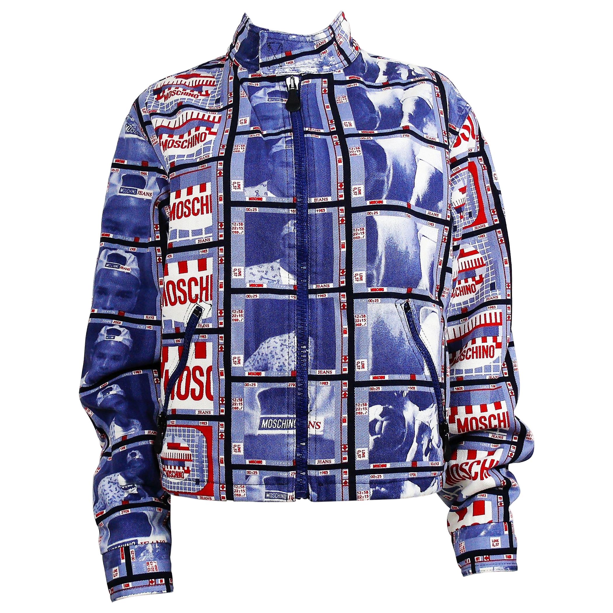 Moschino Vintage 1990s TV Screen Print Jacket US Size 32 at 1stDibs