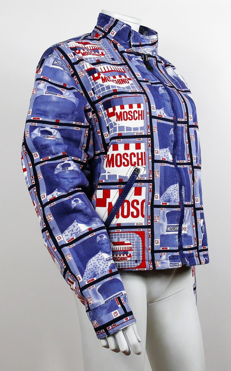 Moschino Vintage 1990s TV Screen Print Jacket US Size 32 at 1stDibs