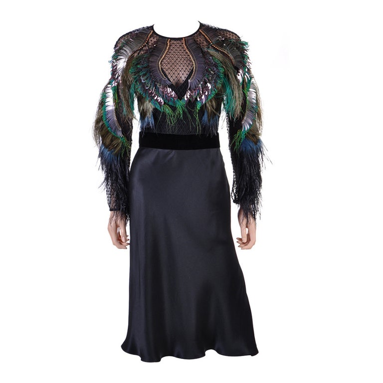 Gucci Feather Embroidered Evening Dress at 1stDibs | gucci feather ...