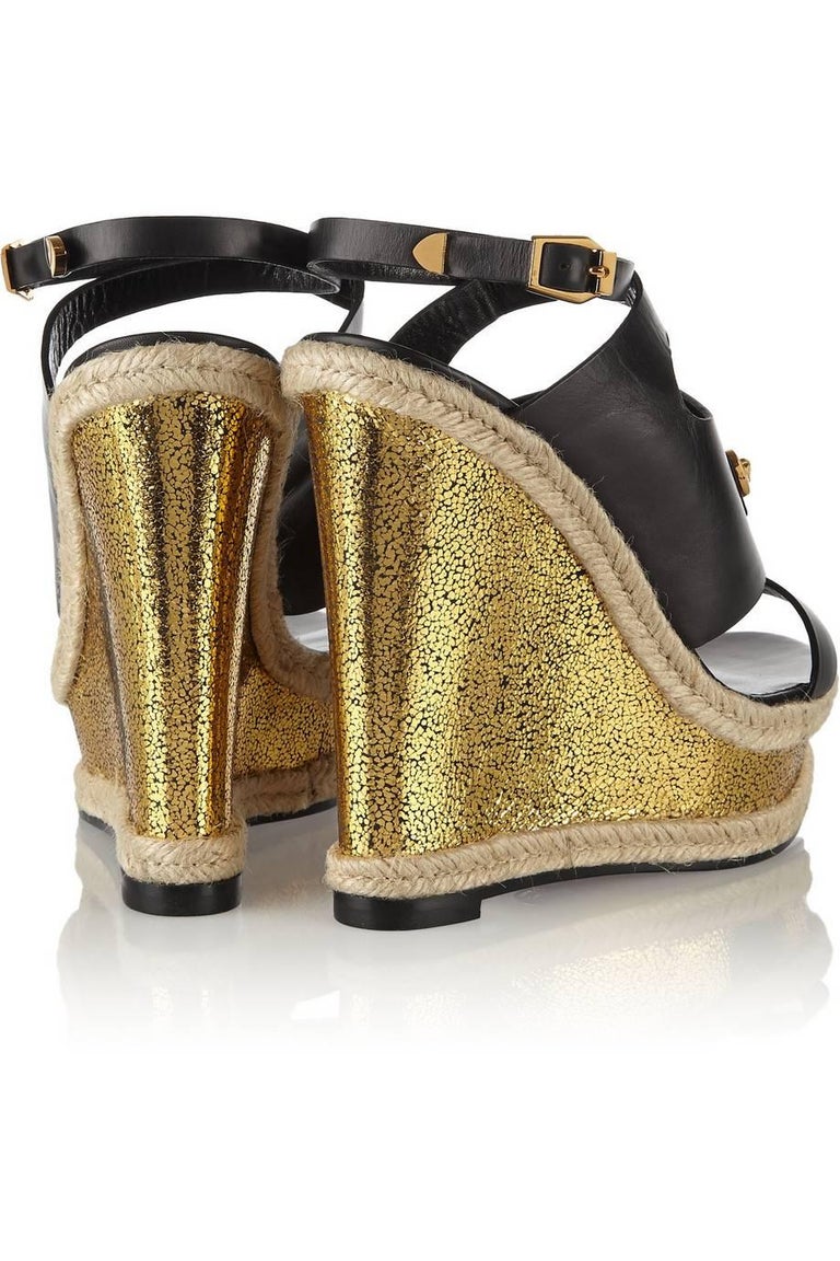 New VERSACE gold rope platform wedge sandals For Sale at 1stdibs