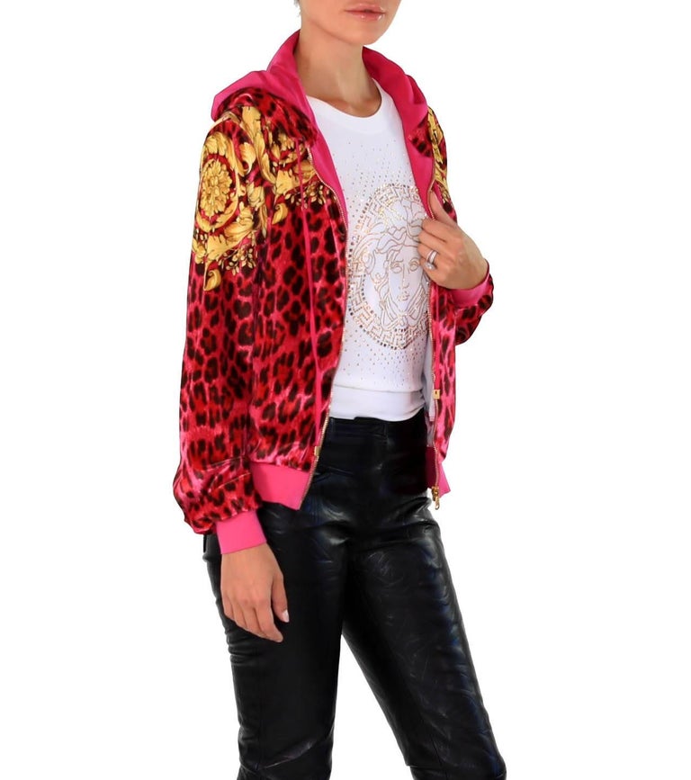 New Versace Pink Barocco Animalier Velvet Jacket at 1stDibs