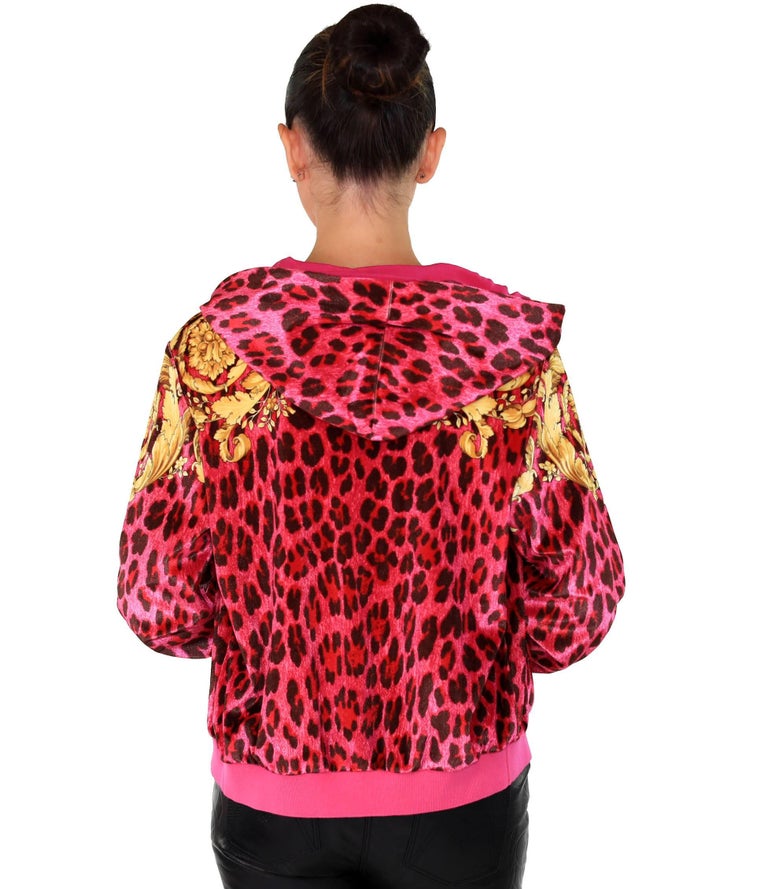New Versace Pink Barocco Animalier Velvet Jacket at 1stDibs
