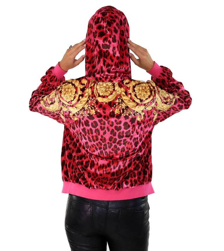 New Versace Pink Barocco Animalier Velvet Jacket at 1stDibs