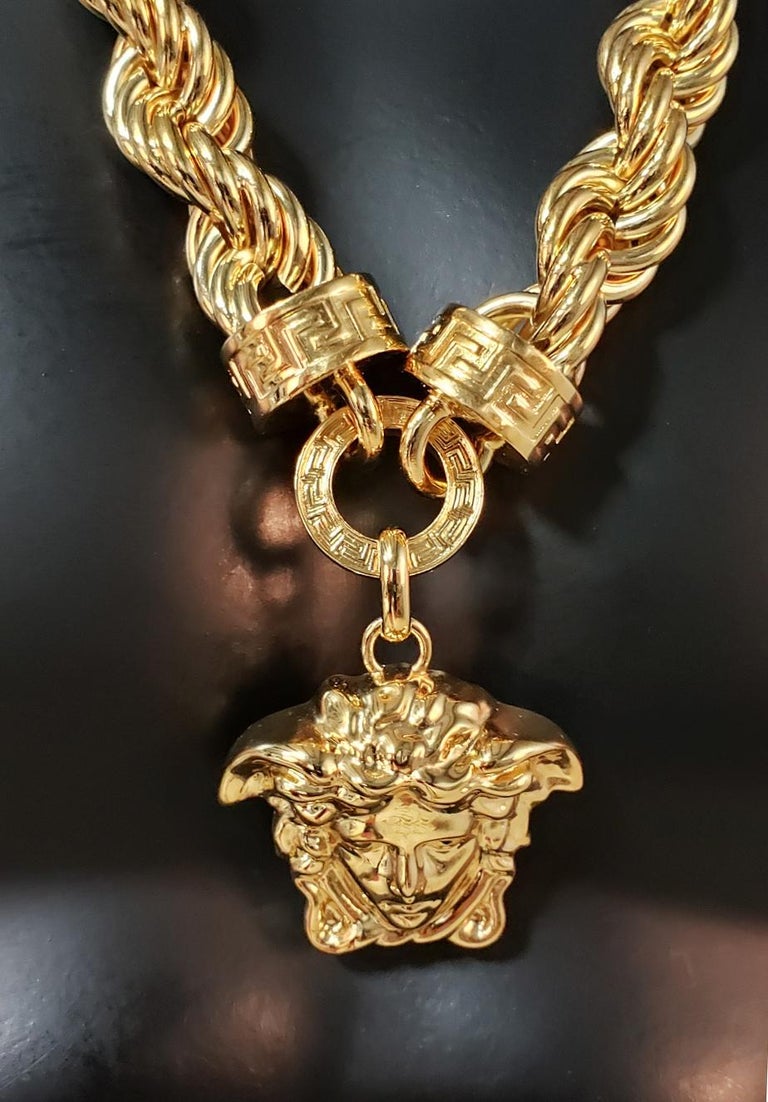 New Versace Runway 24K Gold Plated Medusa Chain Necklace as seen on ...