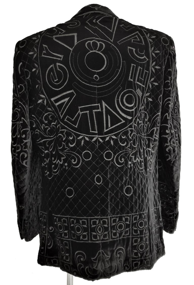 VINTAGE GIANNI VERSACE BLACK VELVET BRAZER with EMBROIDERY for MEN at ...