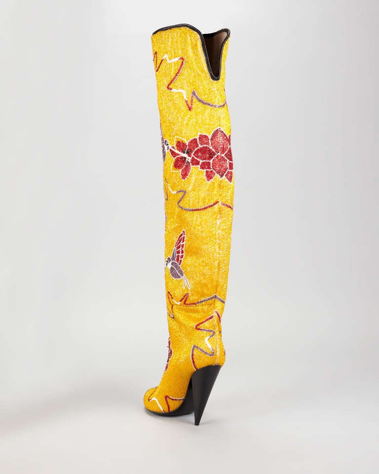 Tom Ford Hummingbird and Floral Fully Embroidered Over-the-Knee Boots ...