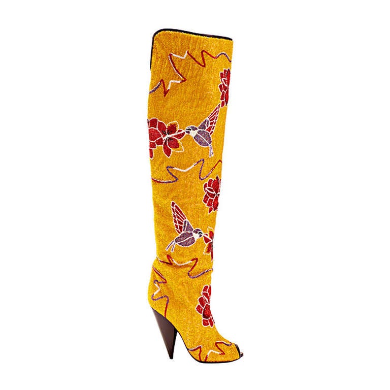 Tom Ford Hummingbird and Floral Fully Embroidered Over-the-Knee Boots ...