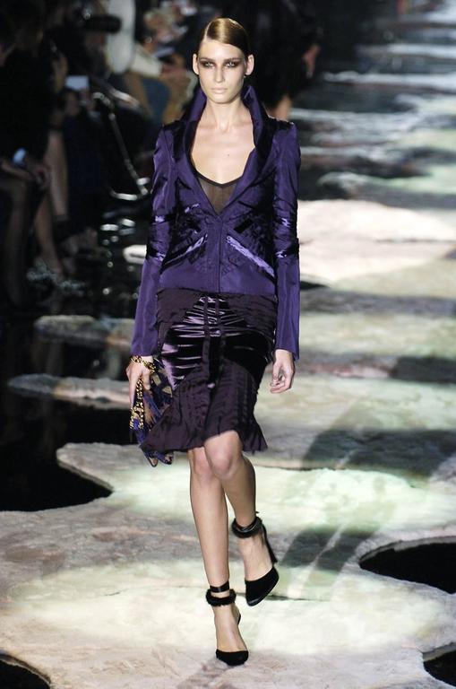 TOM FORD for GUCCI FALL 2004 VELVET PLEATED SILK PURPLE SKIRT 40 - 4 at ...