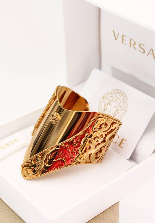 VERSACE 24K Gold Plated Metal Cuff Bracelet at 1stDibs | versace gold ...