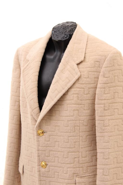 Versace Beige Textured Wool Coat for Men For Sale at 1stDibs | versace ...