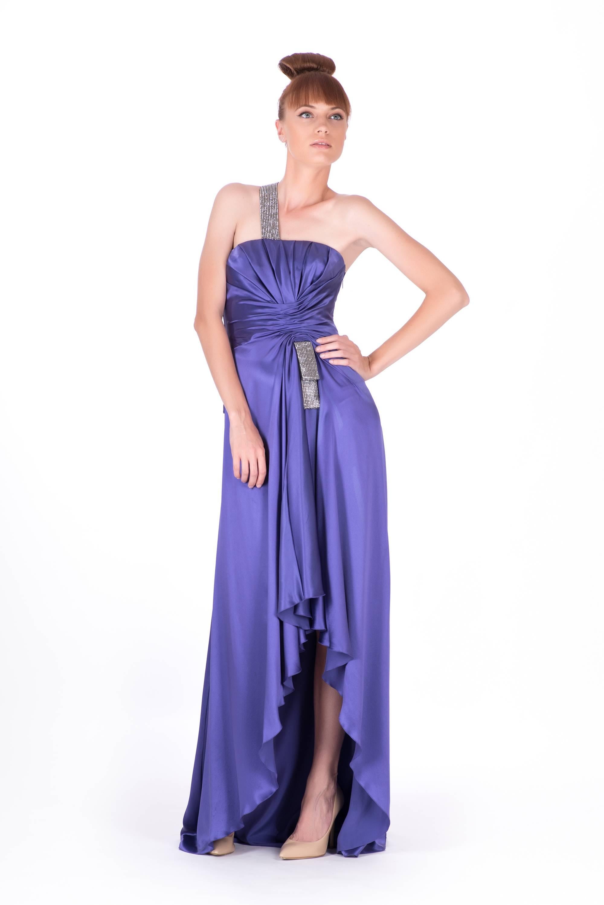 $8, 935 NEW VERSACE PURPLE CRYSTAL EMBELLISHED LONG 100% SILK DRESS ...