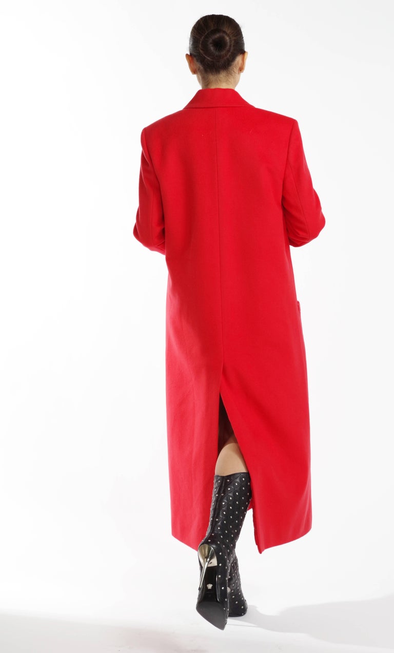 F/W 2013 Look#35 Versace Long Wool Cashmere Coat In Red at 1stDibs ...