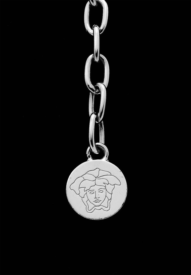 VERSACE CRYSTAL EMBELLISHED SILVER CHAIN NECKLACE with MEDUSA CHARM at ...