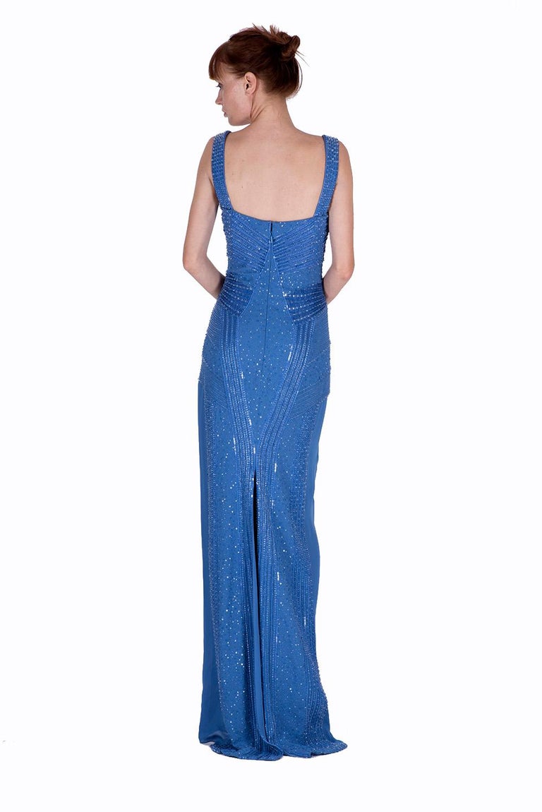 $12,575 NEW VERSACE EMBELLISHED BLUE Gown 44 - 8 at 1stDibs | blue ...