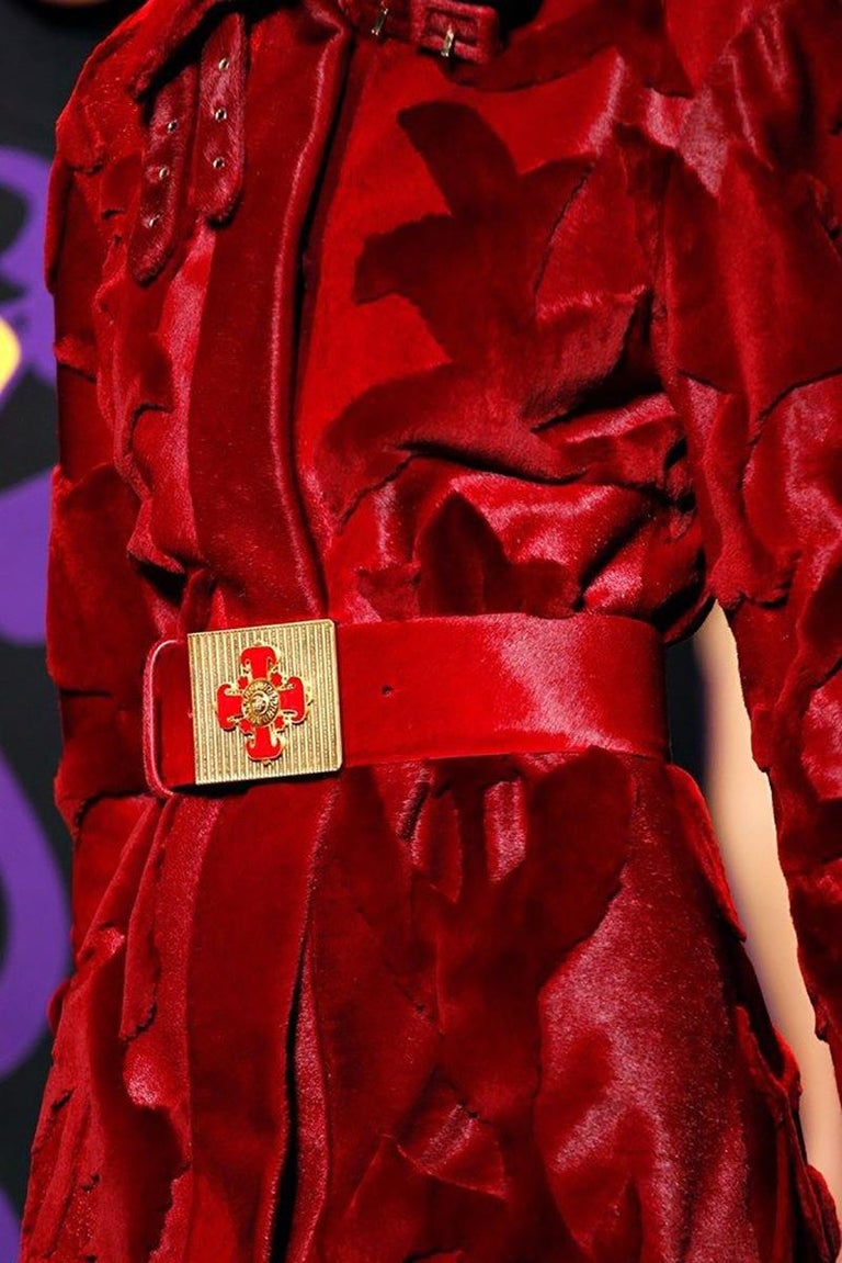 Versace Runway Red Calfskin Belt with Cross Buckle, F / W 2011 For Sale ...