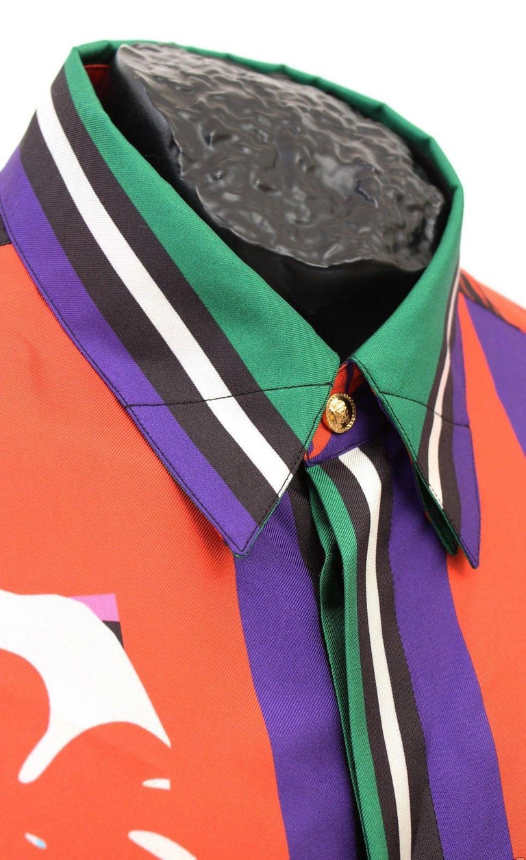 BRAND NEW VERSACE CUBA PRINT 100% SILK SHIRT for MEN For Sale at ...