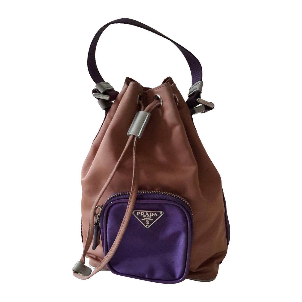 Prada fine and rare 2004 drawstring tessuto mini bag For Sale at 1stDibs