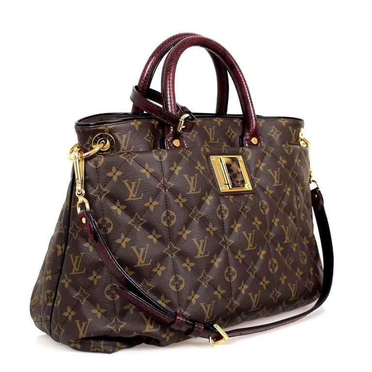 Louis Vuitton Monogram Canvas Burgundy Python Ostrich Exotic Tote MM ...