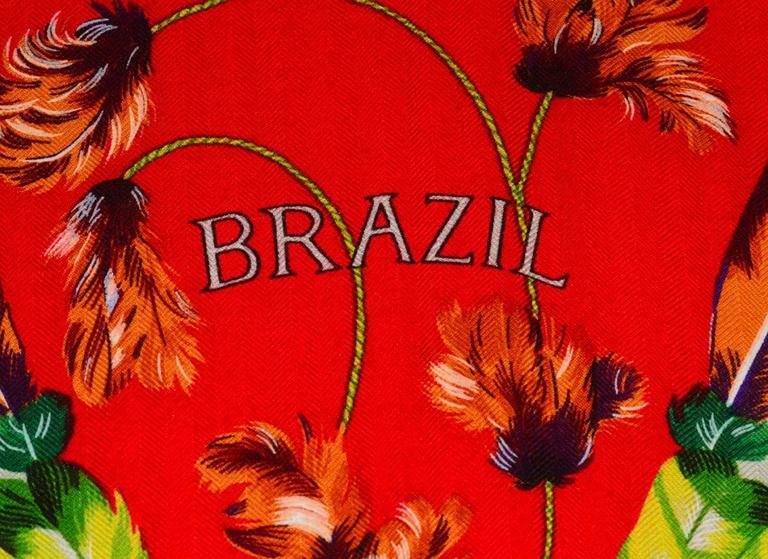 Gorgeous Hermes Brazil Silk and Cashmere 54" Shawl at 1stDibs