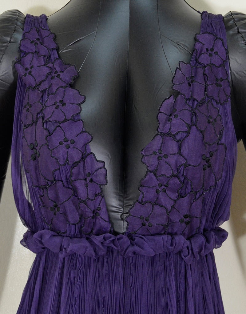 Sexy Yves Saint Laurent Purple Iris Silk Gown at 1stDibs