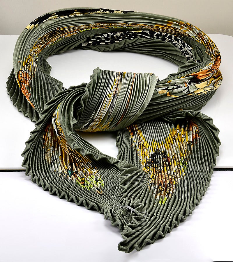 Hermes Jungle Love Plissé Silk Scarf at 1stDibs