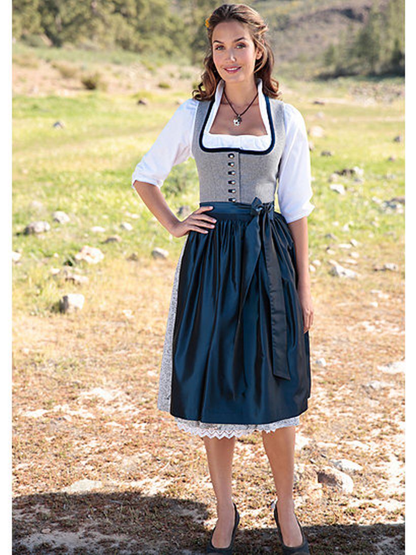 Navy and Grey Wool/Silk Dirndl Cocktail Dress by Hammerschmid of ...