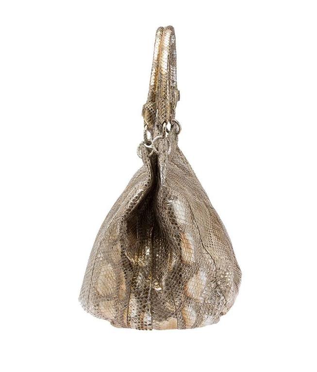 2000s Nancy Gonzalez Gold and Silver Metallic Python Molurus Shoulder ...