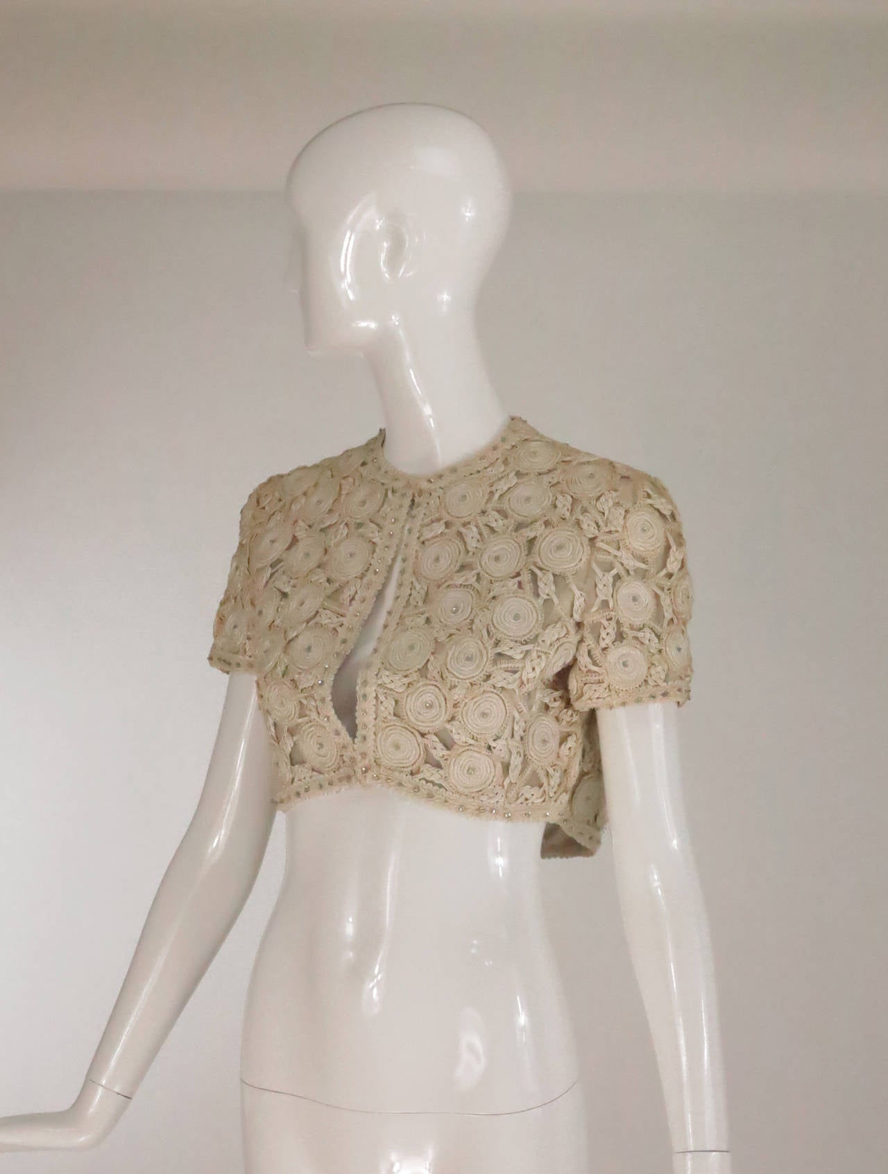 Rare Malcolm Starr corded cropped lace jacket 1960s For Sale at 1stDibs