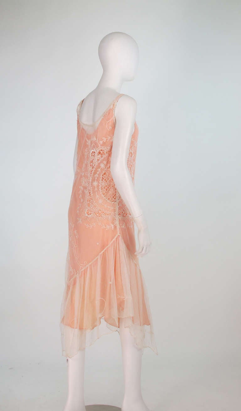 1920s ivory embroidered tambour work dress at 1stDibs | ivory work ...