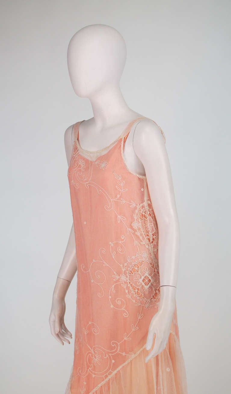 1920s ivory embroidered tambour work dress at 1stDibs | ivory work ...