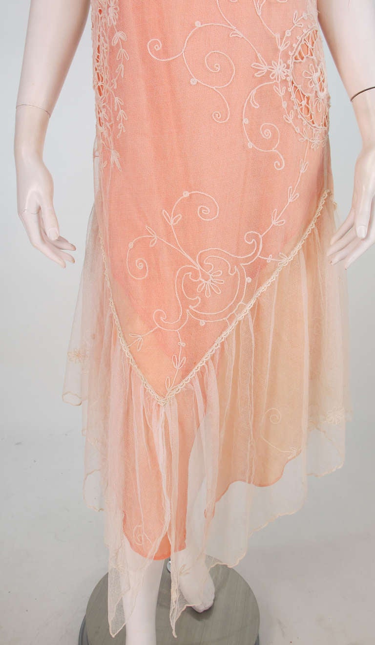 1920s ivory embroidered tambour work dress at 1stDibs | ivory work ...