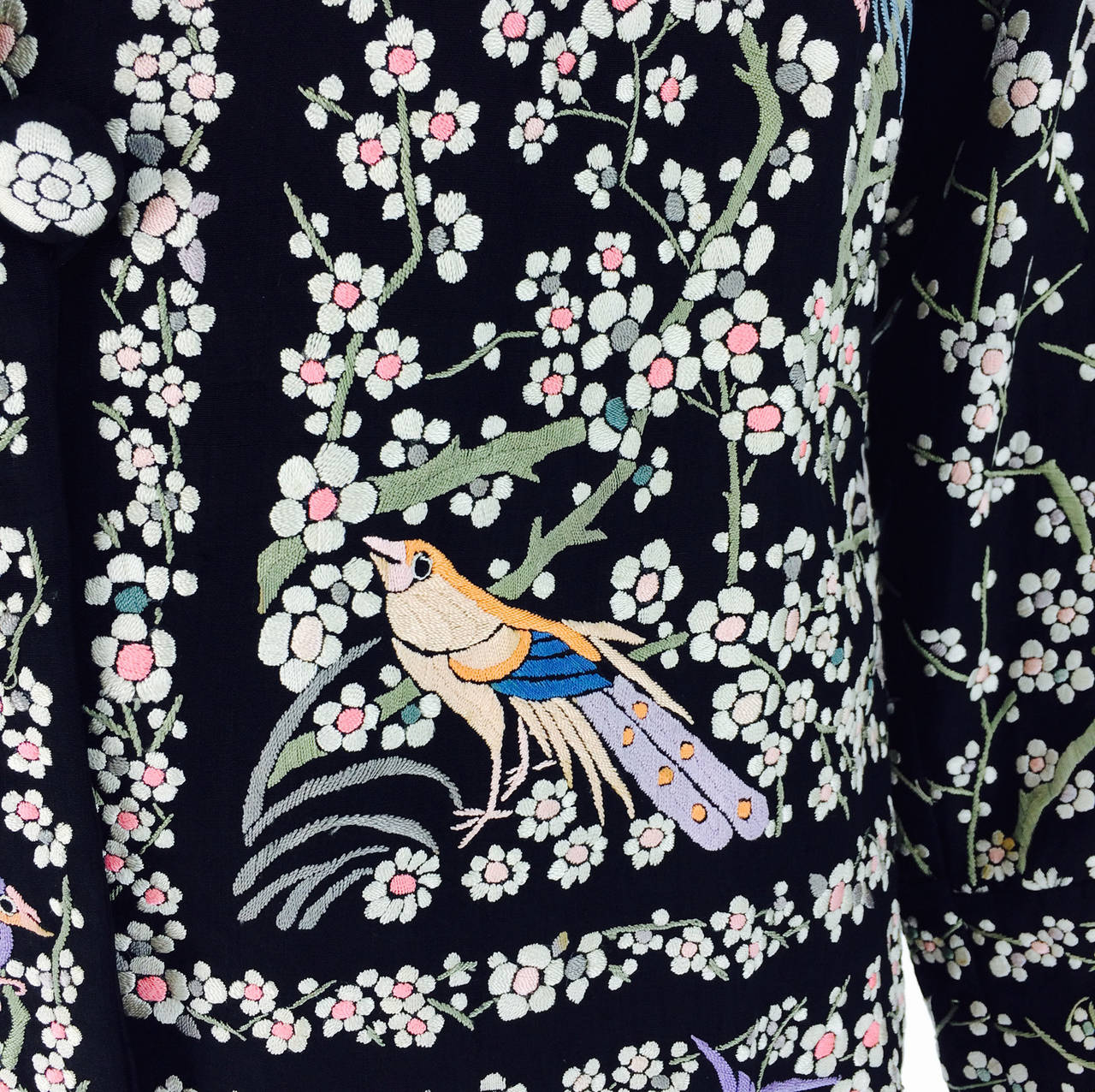 1920s Canton black silk embroidered evening jacket For Sale at 1stDibs
