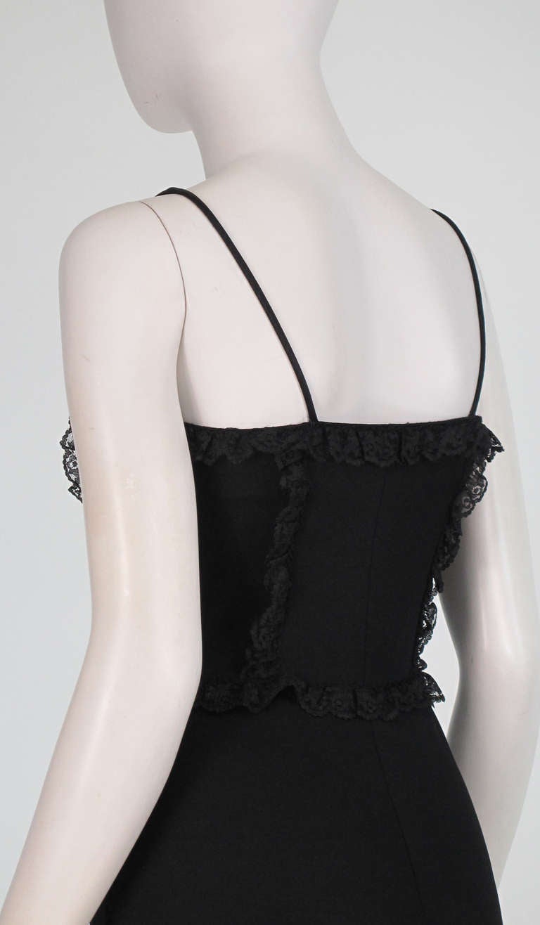 1970s Clovis Ruffin Ruffinwear black jersey camisole bodice maxi dress ...