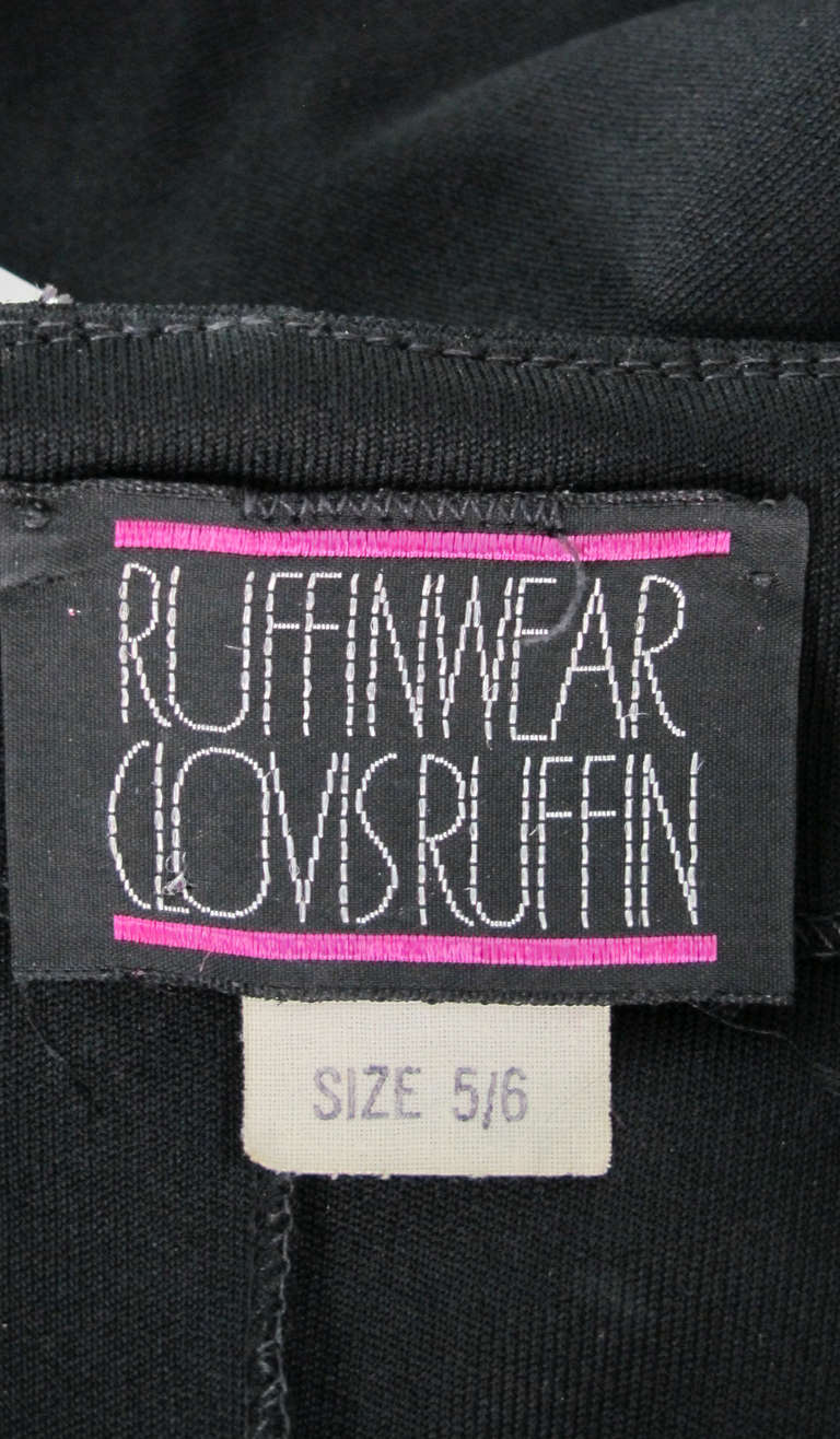 1970s Clovis Ruffin Ruffinwear black jersey camisole bodice maxi dress ...