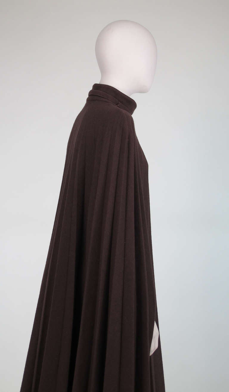 1980s Krizia brown wool knife pleated cape at 1stDibs