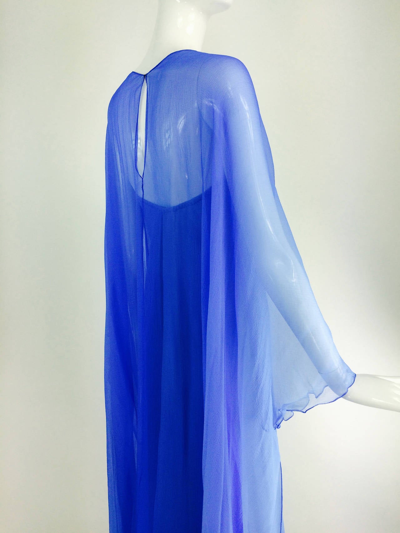 Fiandaca Cerulean Blue tonal silk chiffon gown 1990s at 1stDibs ...
