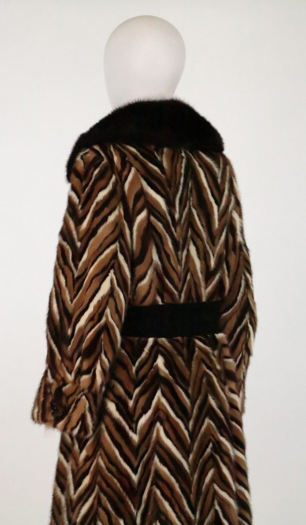 1970s Sensational chevron pieced triple colour mink fur coat For Sale ...