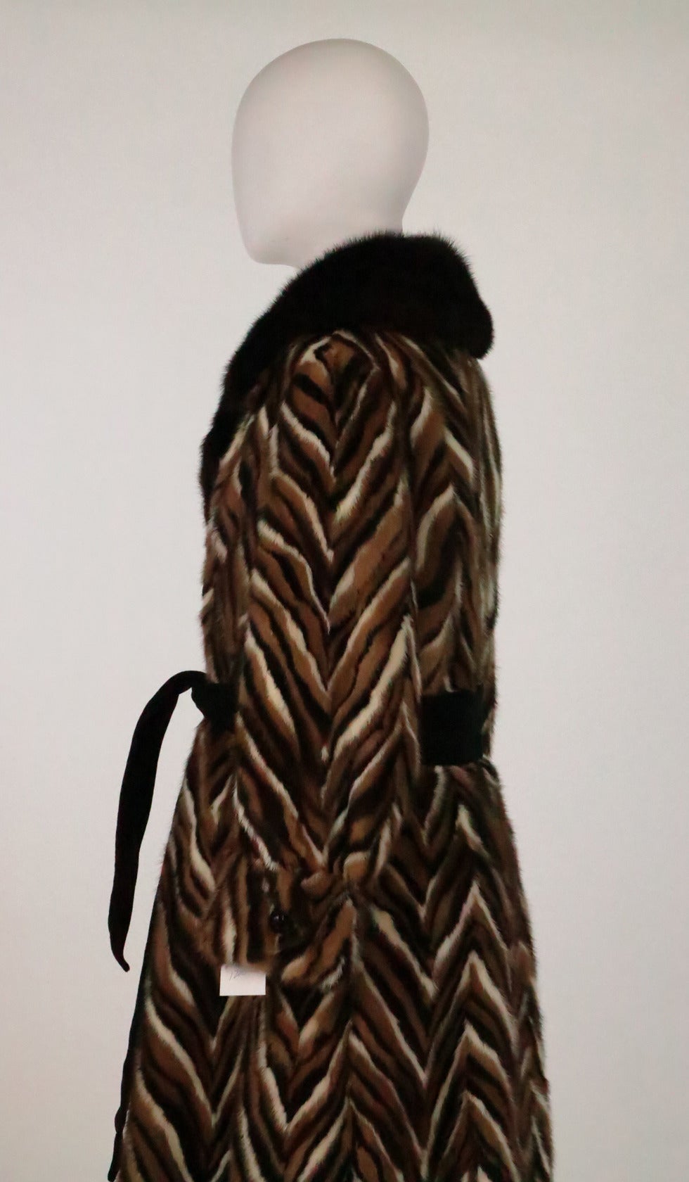 1970s Sensational chevron pieced triple colour mink fur coat For Sale ...