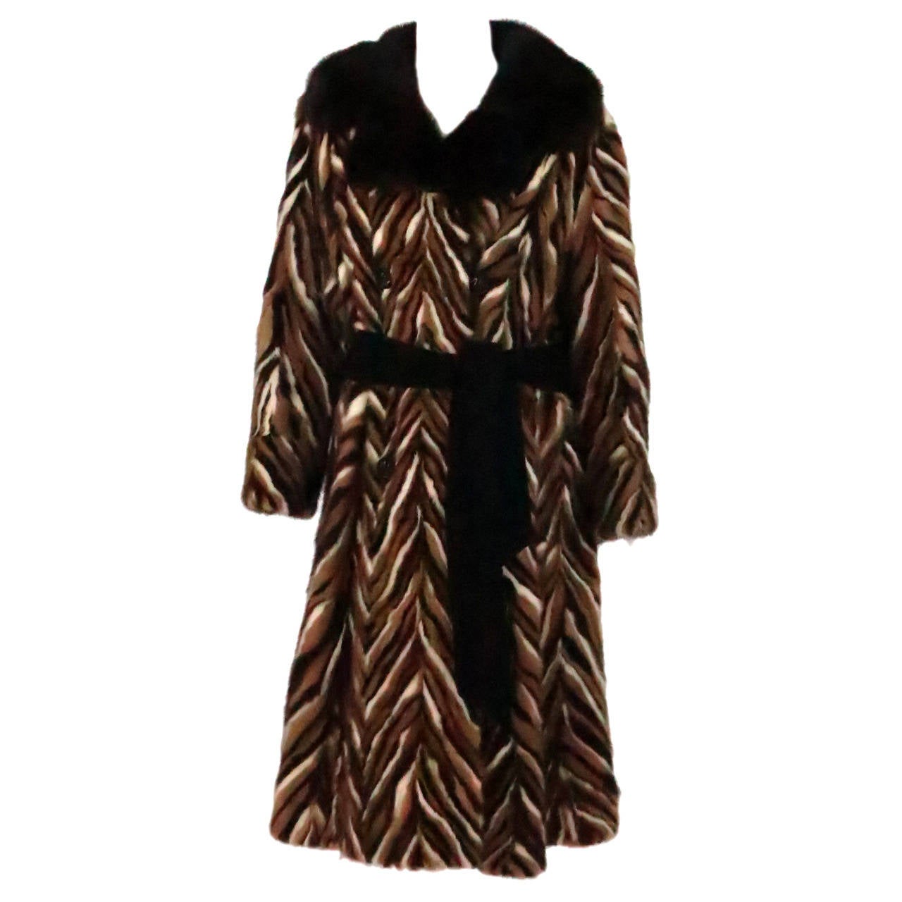 1970s Sensational chevron pieced triple colour mink fur coat For Sale ...