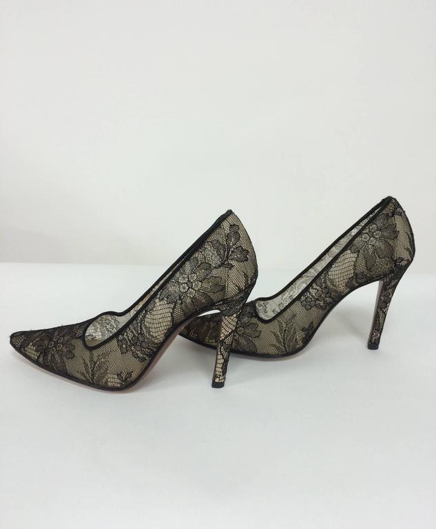 Christian Dior Black Chantilly Lace high heeled pumps 36 1/2" For Sale ...