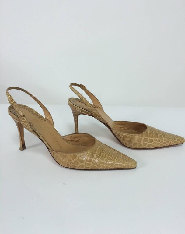 Rene Mancini Paris blond alligator sling back high heel pumps 36 For ...